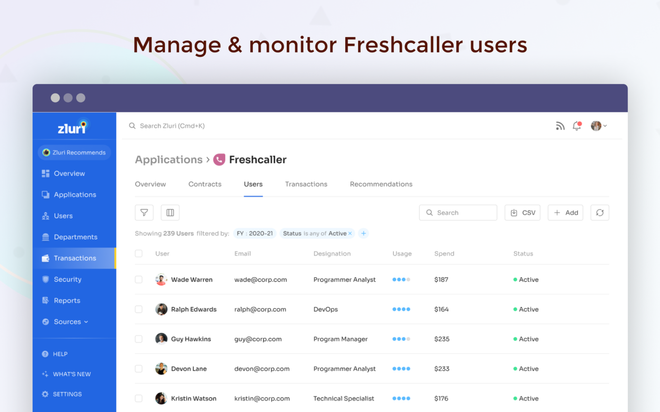 Freshworks Zluri For Freshcaller Integration | Freshworks Marketplace