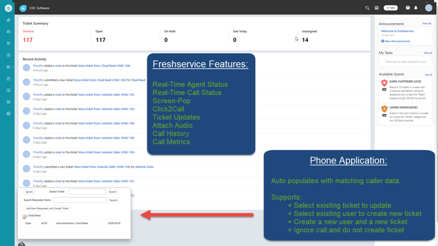 Freshservice CDC Software ShoreTel CTI Integration-Freshservice ...