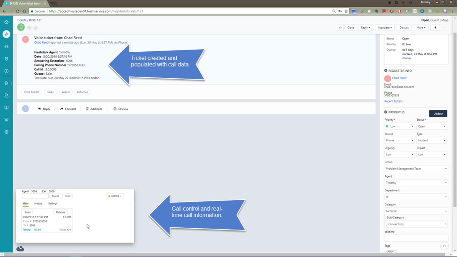 Freshservice CDC Software ShoreTel CTI Integration-Freshservice ...